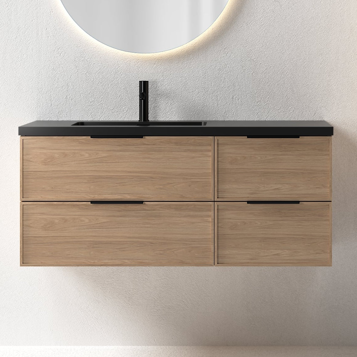 Essence 120 eik m/sort matt venstre servant – Nygaard Bad