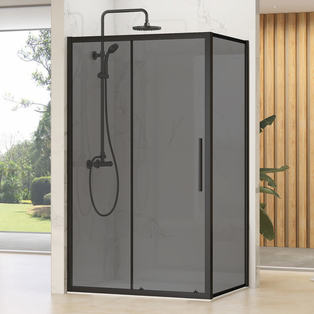 Adelen - dusjdør singel 90x195cm sotet glass, sort matt profil ...