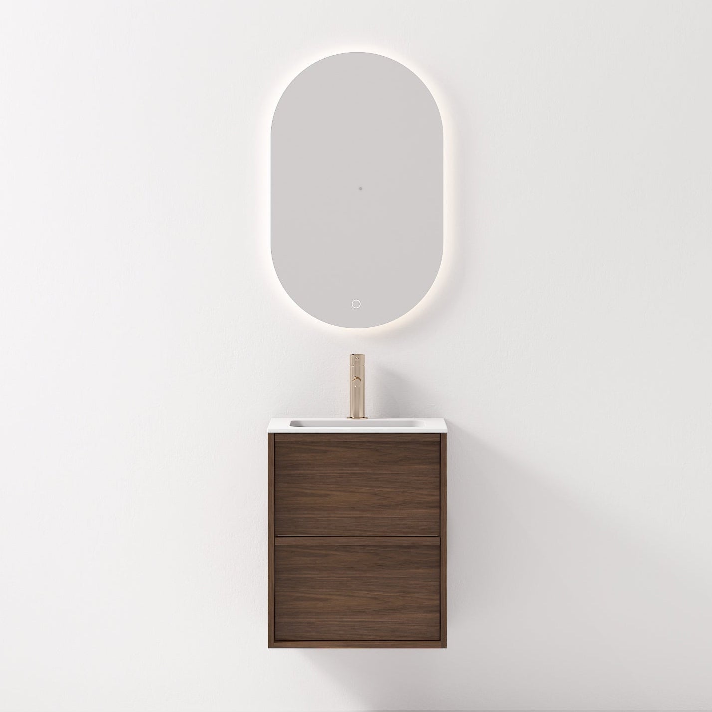 Nordic frame 50 valnøtt m/servant & ledspeil – Nygaard Bad