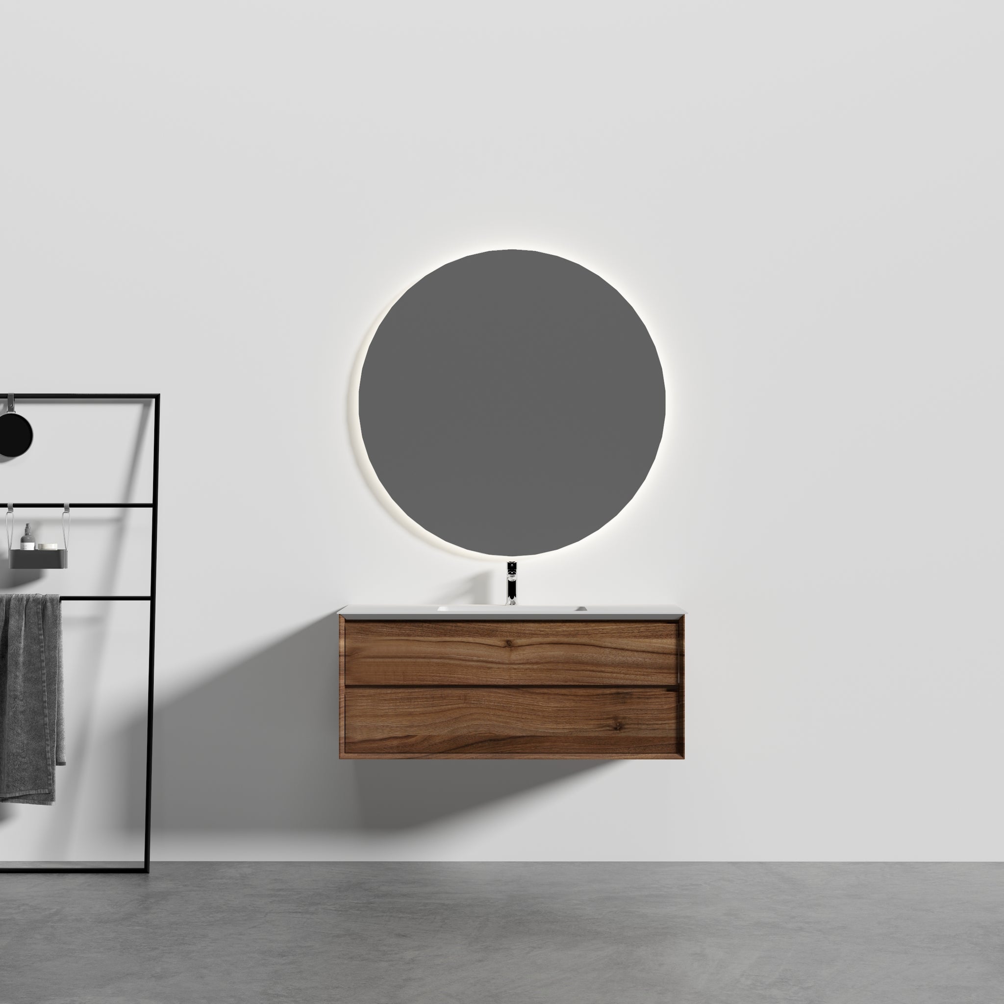 Oslo baderomsmøbel 120 cm valnøtt med ledspeil – Nygaard Bad