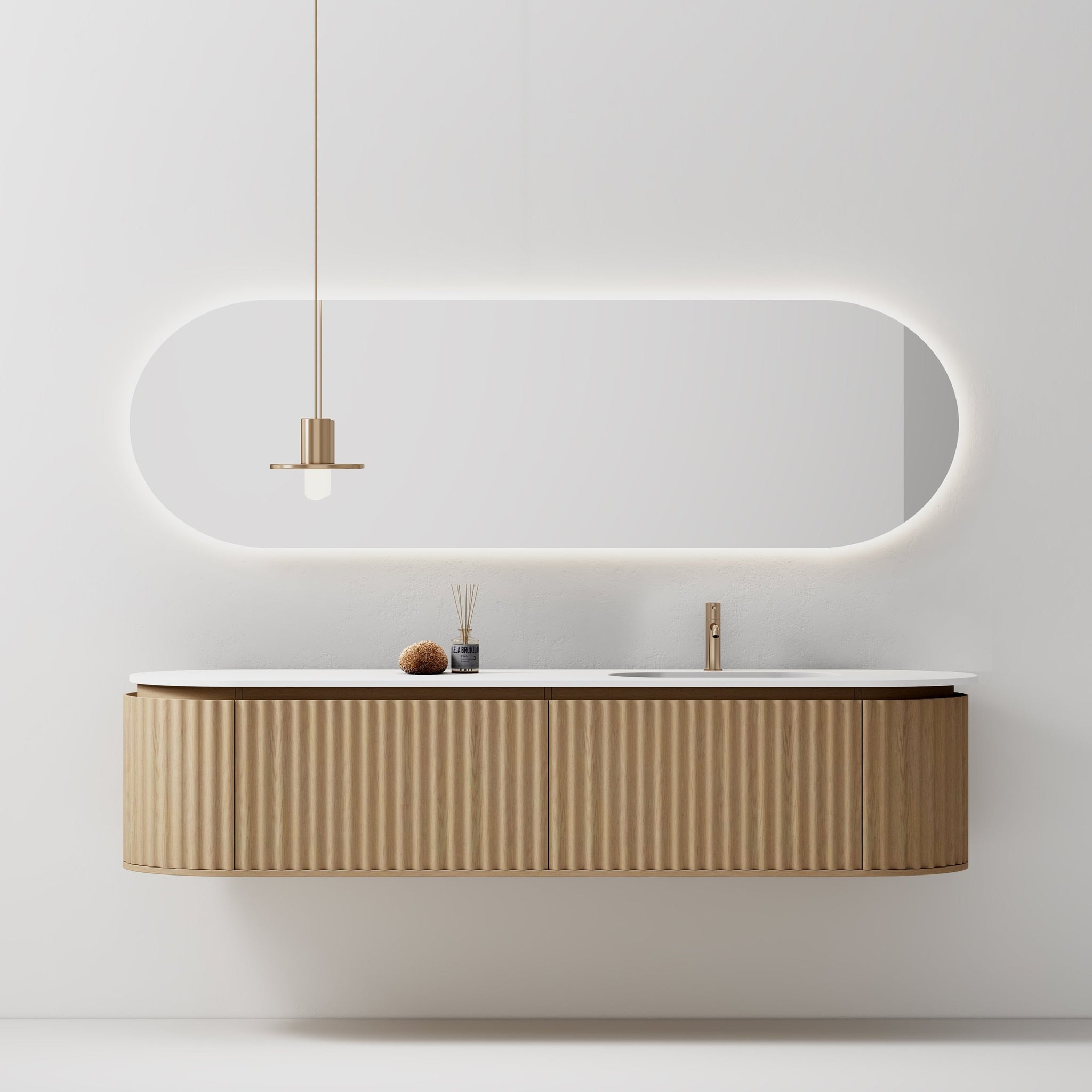 Nordic shape 180 eik med enkel servant u/speil – Nygaard Bad