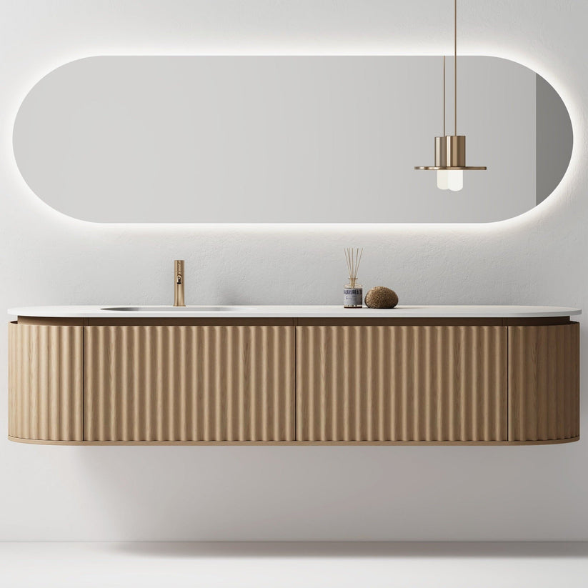 Nordic shape 180 eik med enkel servant u/speil – Nygaard Bad